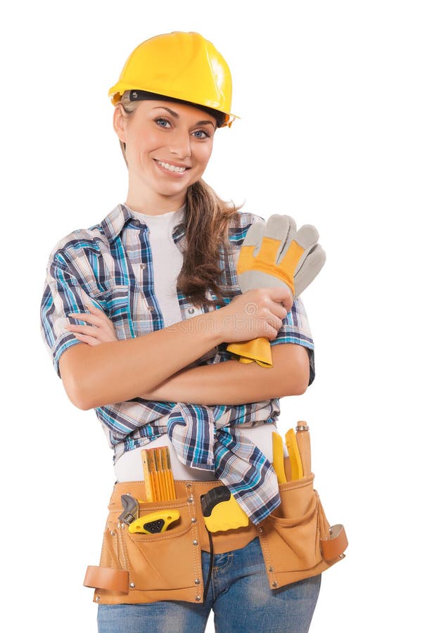 Beautiful Female Wearing Working Clothes Stock Image - Image of ...