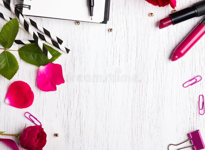 Beautiful Feminine Little Things White Background Stock Photos - Free ...