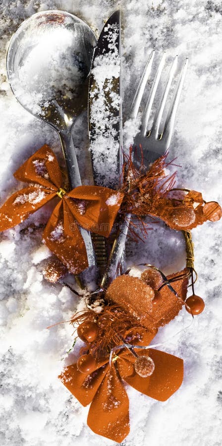Beautiful Festive Christmas Table Setting Cutlery with Red Bows Stock ... Beautiful Festive Christmas Table Setting Cutlery with Red Bows Stock ...
