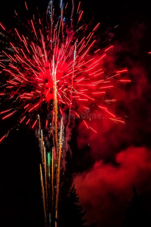 Beautiful Festive Fireworks. Stock Photo - Image of skyline ...