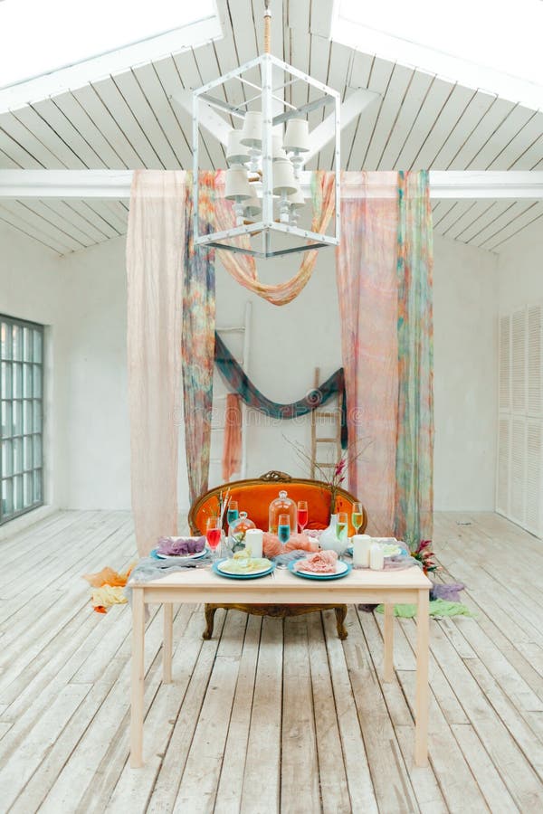 Beautiful Festive Table Decor in a Modern Style. Stock Image - Image of ...