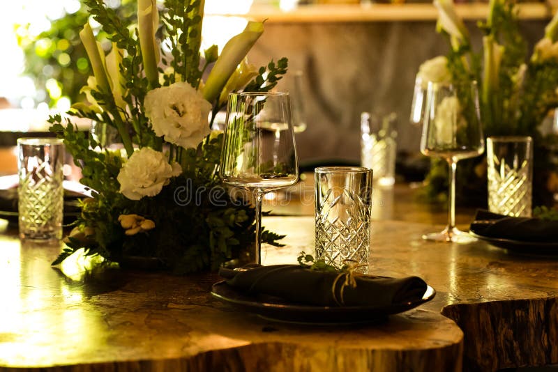 Beautiful and Festive Table Setting in Eco Style Stock Photo - Image of ...