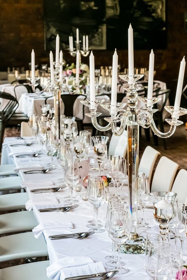 Beautiful Festive Table Setup with Candles Stock Photo - Image of year ...