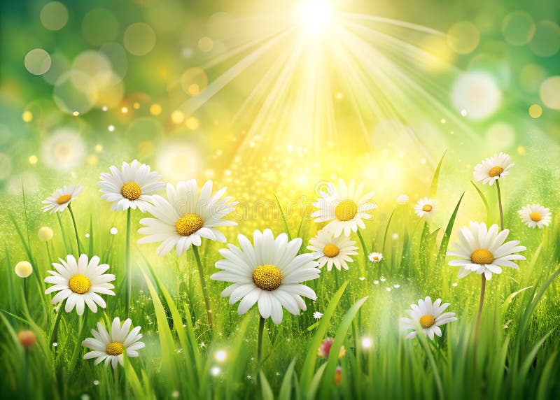 Beautiful Field of Daisies Under the Bright Summer Sun Stock Image ...