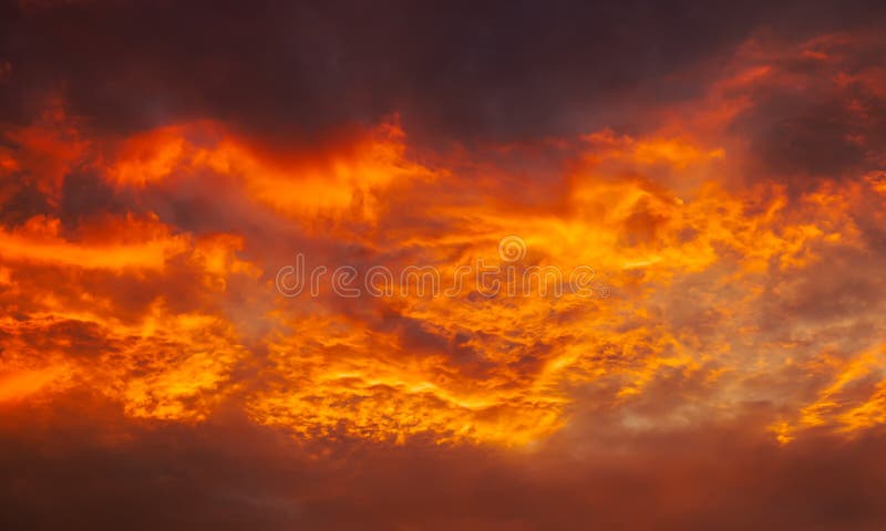 Beautiful Fiery, Orange and Red, Sunset Sky. Evening Magic Scene. Stock ...