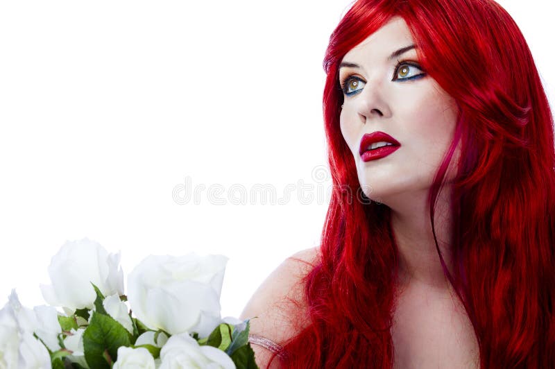 A Beautiful Fiery Red Haired Woman Stock Image - Image of face, lips ...