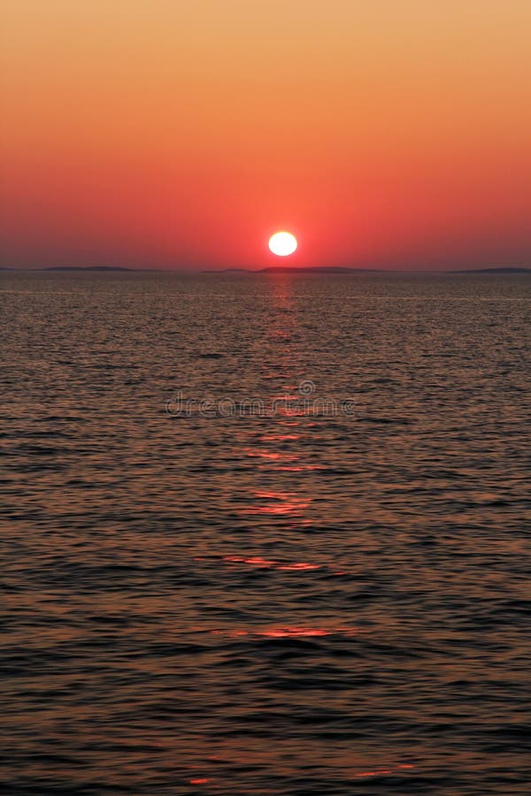 Beautiful, Fiery Sunset at the Sea Stock Image - Image of orange ...