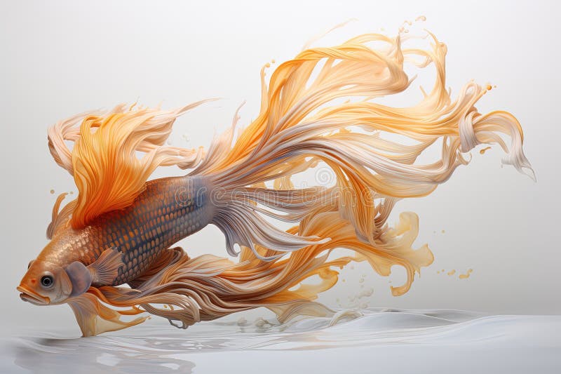 A Beautiful Fighting Fish in Yellow Color. Generative AI Stock ...