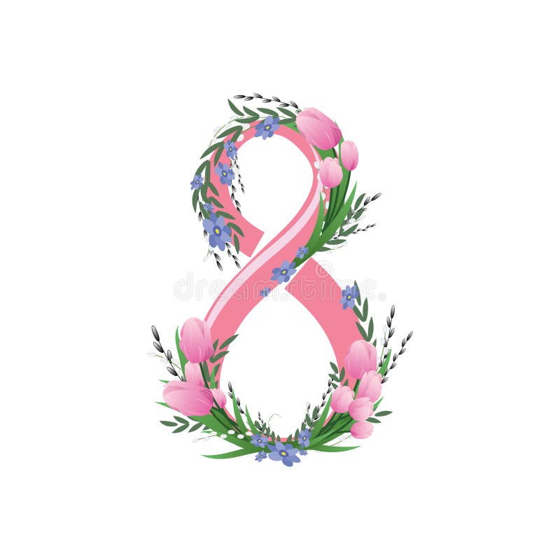 Beautiful Figure 8 Eight with Flowers. Stock Vector - Illustration of ...