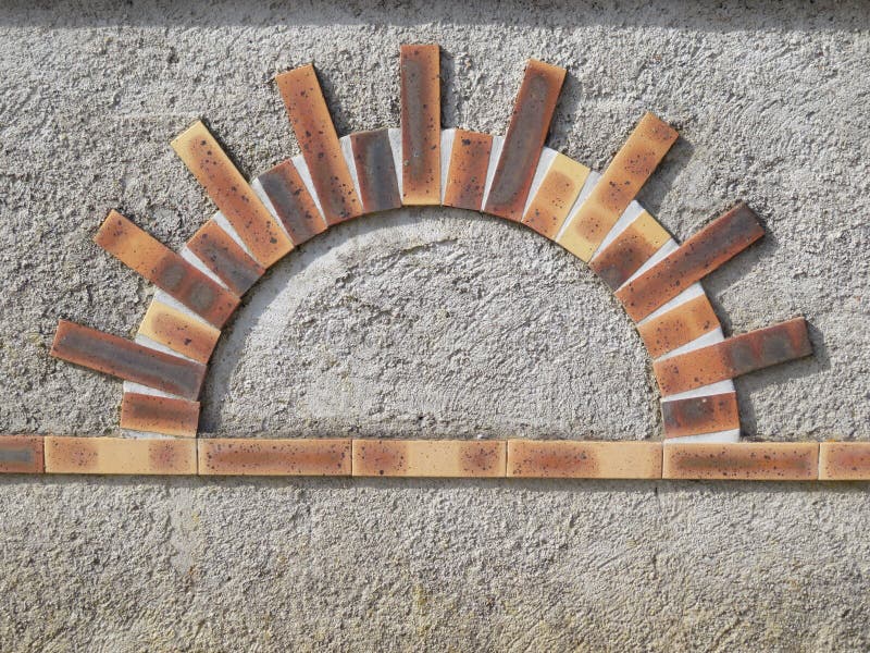 Beautiful Figure Made with Sun-shaped Bricks Colors Building Materials ...