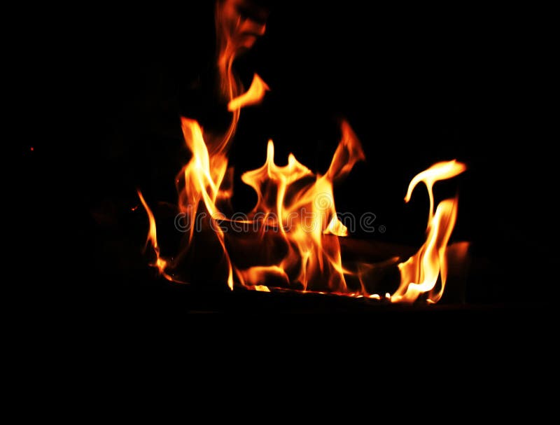 Beautiful Fire on Black Background. Stock Image - Image of dangerous ...