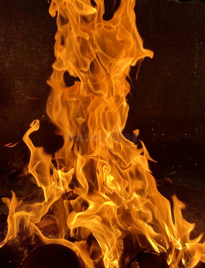 Beautiful Fire Flame with Dark Background Stock Image - Image of ...