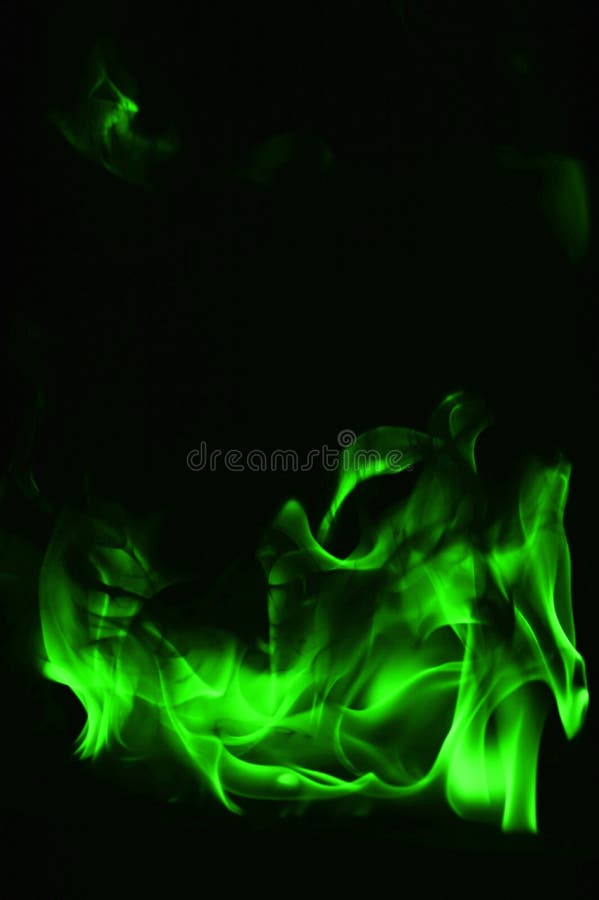 Beautiful Fire Green Flames on a Black Background. Stock Photo - Image ...