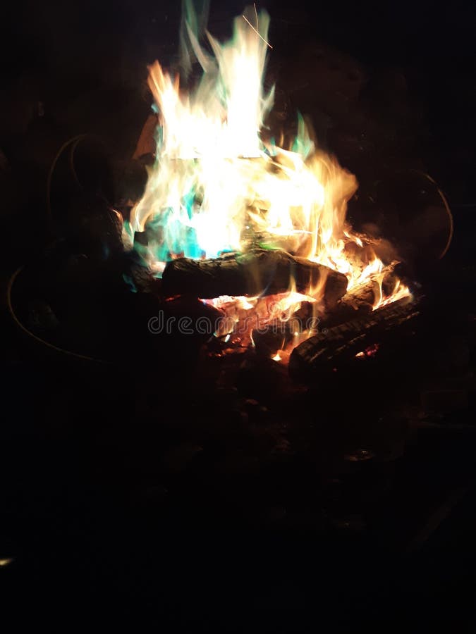 Beautiful fire at night stock image. Image of light - 201670197