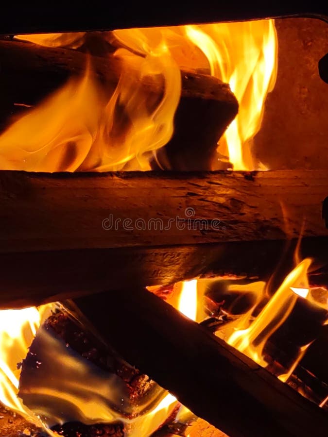Beautiful Fire Open Logs Red Stock Photo - Image of campfire, logs ...