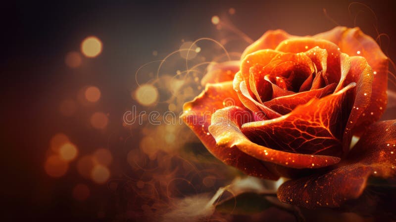 Beautiful Fire Rose. Generative Ai. Stock Illustration - Illustration ...