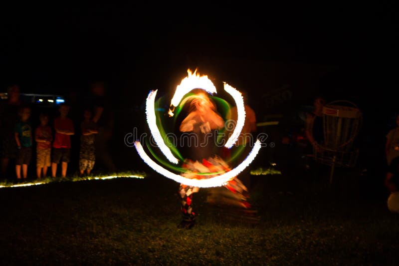Beautiful Fire Show at Night Stock Image - Image of hobby, festival ...