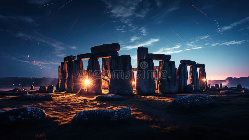 Beautiful Fire Torches on an Ancient Stone Circle Landscape Background ...