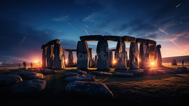 Beautiful Fire Torches on an Ancient Stone Circle Landscape Background ...