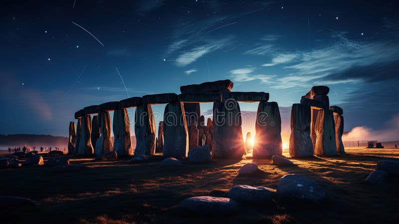 Beautiful Fire Torches on an Ancient Stone Circle Landscape Background ...