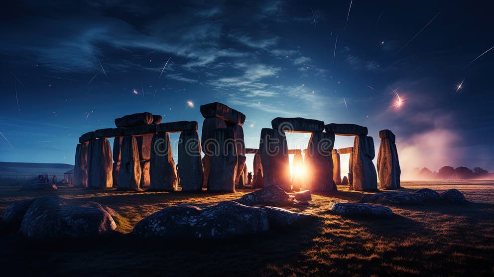 Beautiful Fire Torches on an Ancient Stone Circle Landscape Background ...