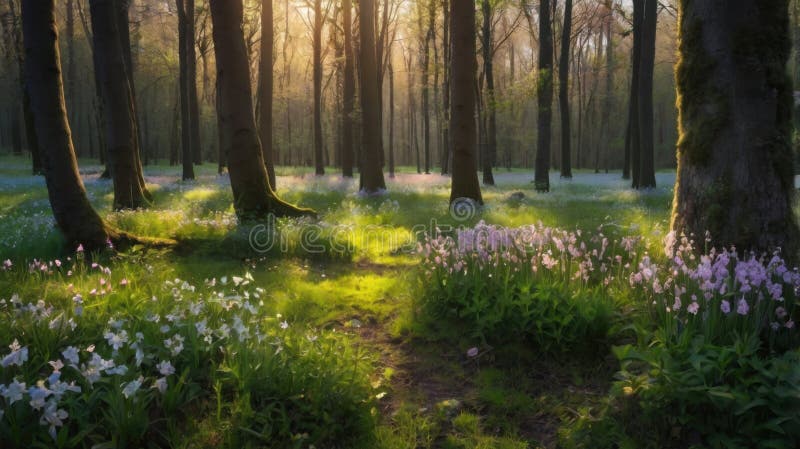 Beautiful Firefly in the Night at Nature Forest. Spring Banner, Spring ...