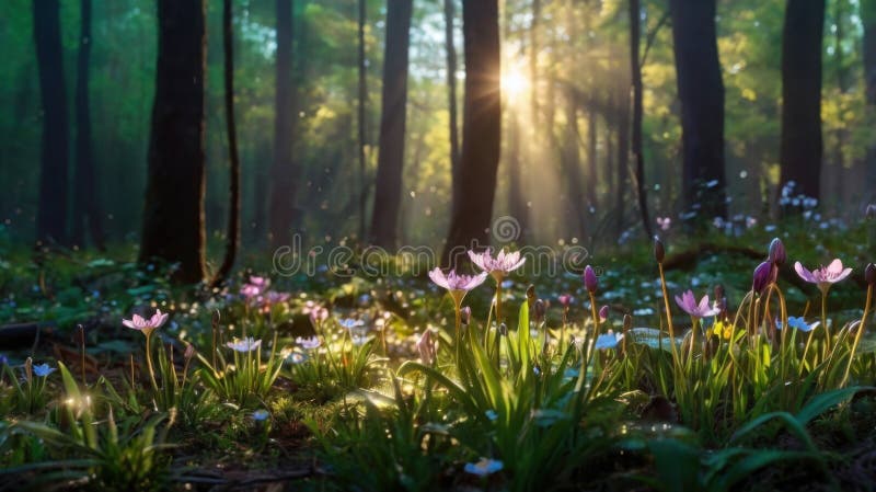 Beautiful Firefly in the Night at Nature Forest. Spring Banner, Spring ...