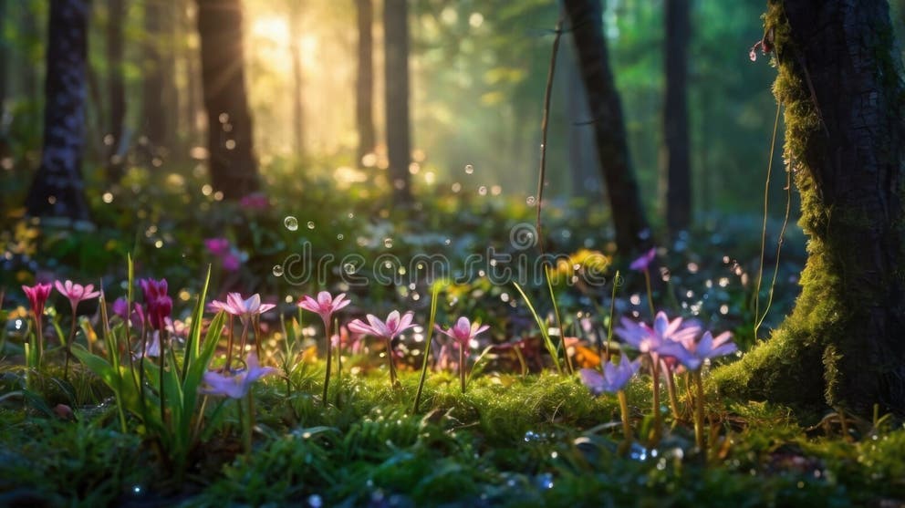 Beautiful Firefly in the Night at Nature Forest. Spring Banner, Spring ...