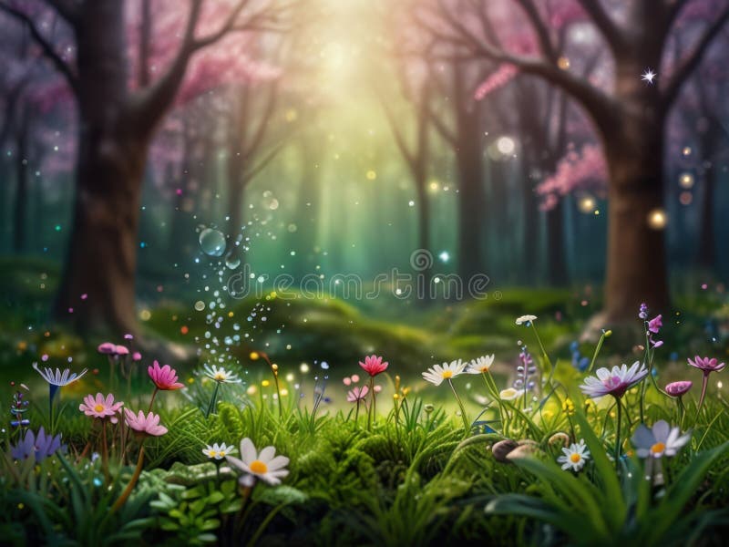Beautiful Firefly in the Night at Nature Forest. Spring Banner, Spring ...