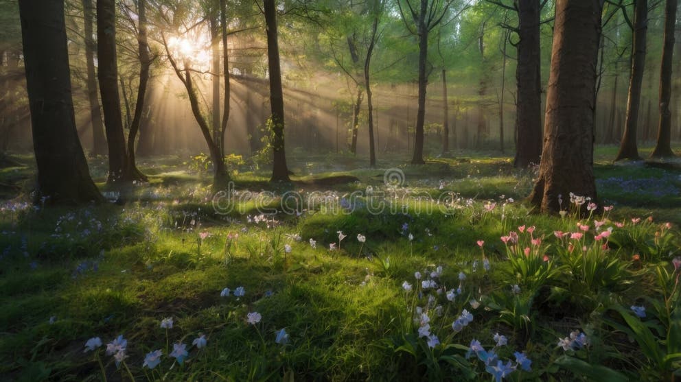 Beautiful Firefly in the Night at Nature Forest. Spring Banner, Spring ...