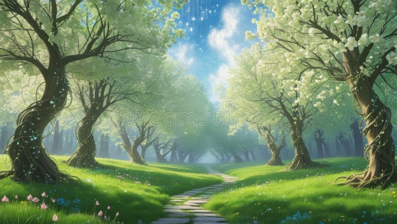 Beautiful Firefly in the Night at Nature Forest. Spring Banner, Spring ...