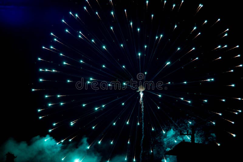 Beautiful Firework on Night Sky Background Stock Image - Image of ...