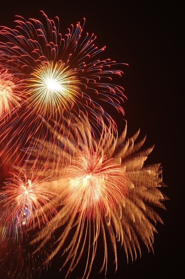 Beautiful Firework Display on Sky at Night Stock Photo - Image of ...