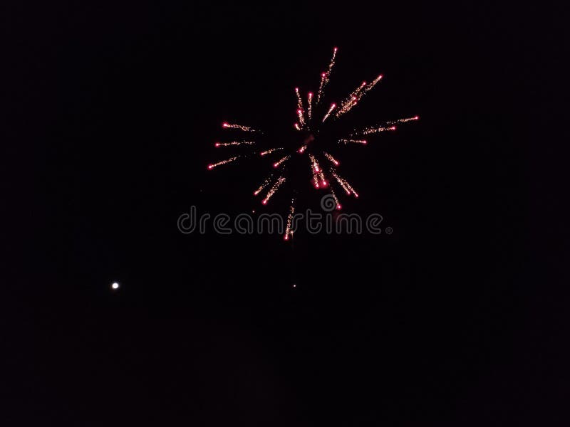 Beautiful Firework in Full Moon Night Stock Photo - Image of night ...