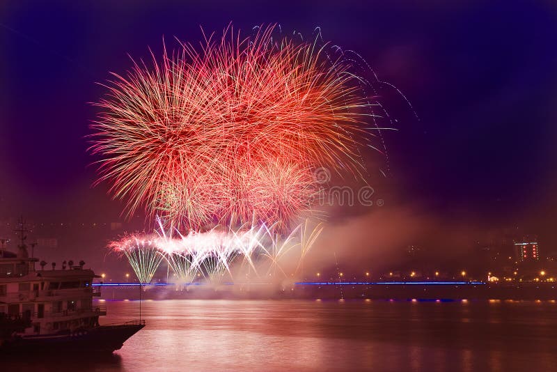 Beautiful fireworks stock photo. Image of rocket, colorful - 7176360