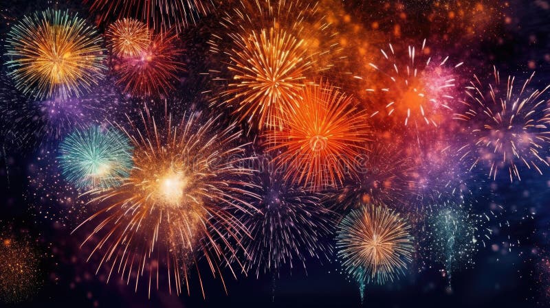 Beautiful Fireworks Backdrop at Night. for New Year S Decorations Stock ...