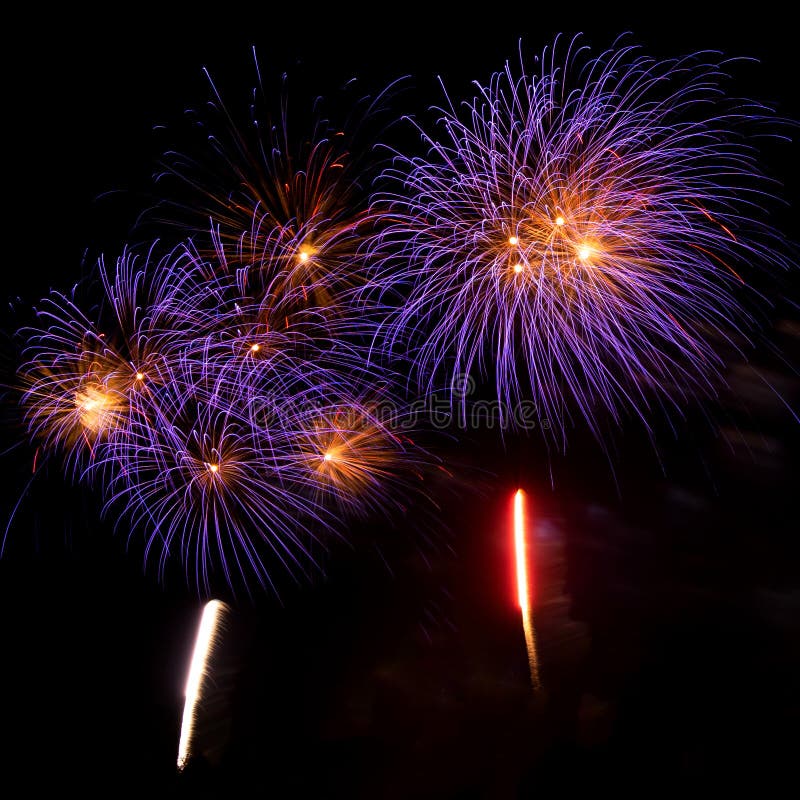 Beautiful Fireworks on Black Background , Abstract Firework Full Color ...