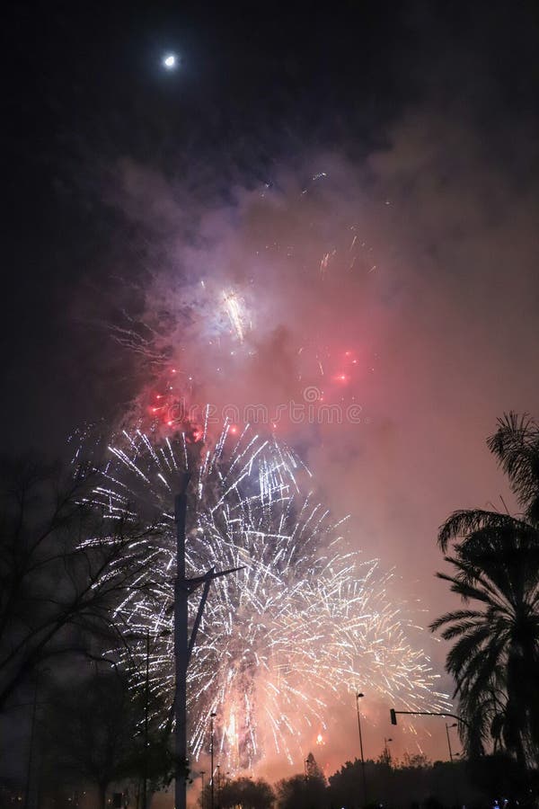 Fireworks of Different Colors and Shapes Exploding during Valencia ...