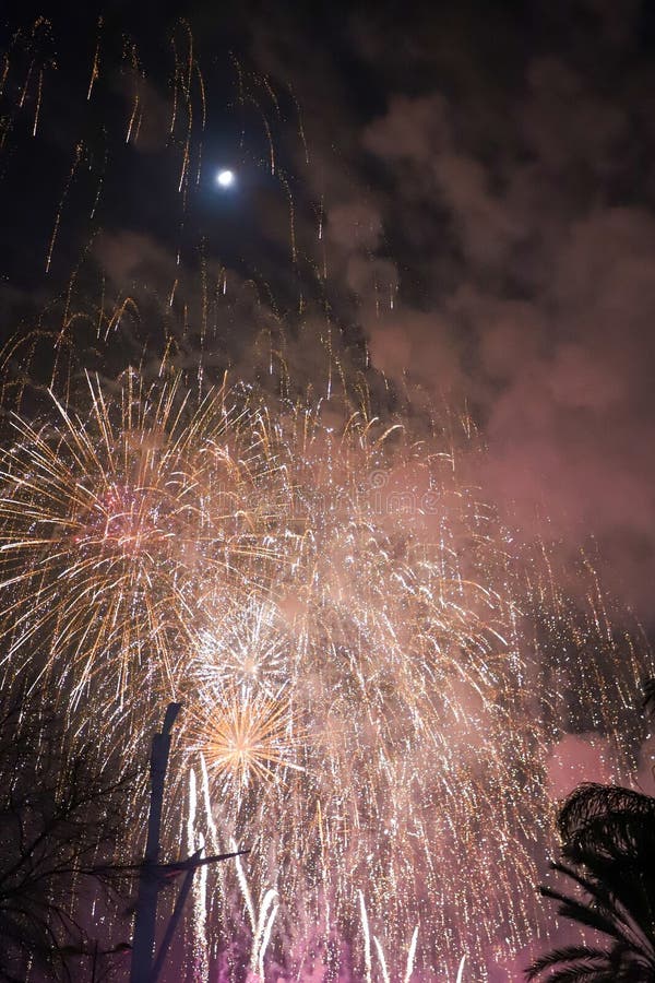 Fireworks of Different Colors and Shapes Exploding during Valencia ...
