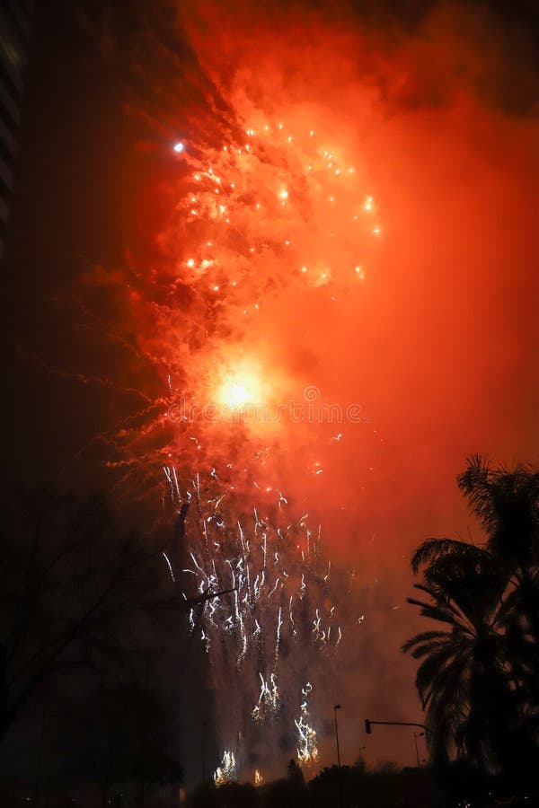 Fireworks of Different Colors and Shapes Exploding during Valencia ...