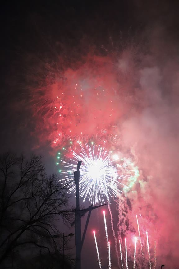Fireworks of Different Colors and Shapes Exploding during Valencia ...