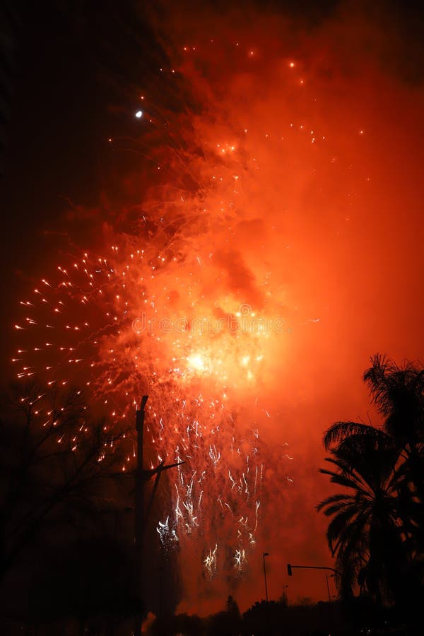 Fireworks of Different Colors and Shapes Exploding during Valencia ...