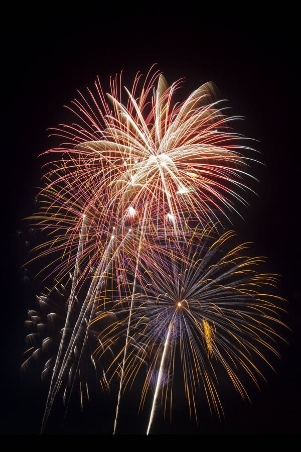 Beautiful Fireworks Display Lights Up the Night Time Sky Stock Photo ...