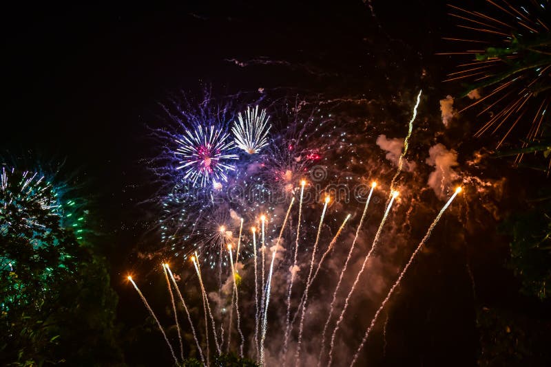 Beautiful fireworks stock photo. Image of background - 76240832