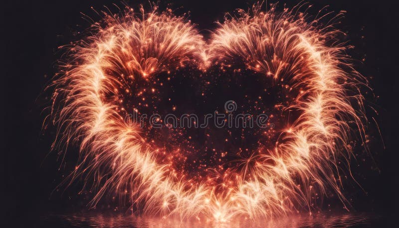 Beautiful Fireworks Heart with Copy Space Stock Illustration ...