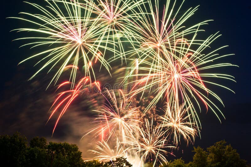 Beautiful fireworks. stock photo. Image of horizontal - 42589360