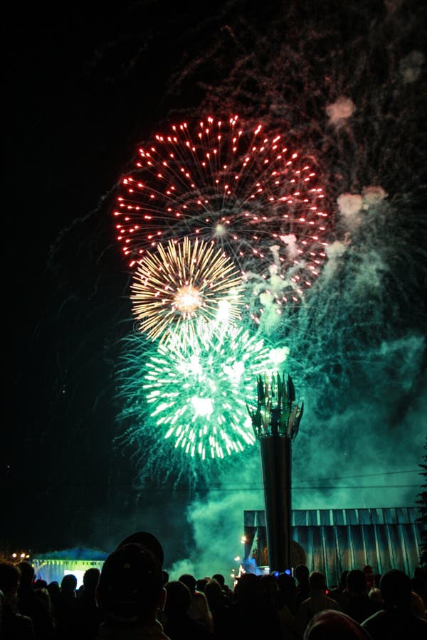 Beautiful Fireworks. Light Up the Sky, Celebration Fireworks Stock ...