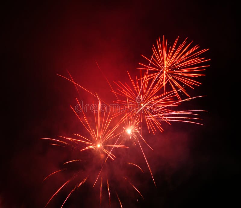 Beautiful red fireworks stock image. Image of light - 150549459