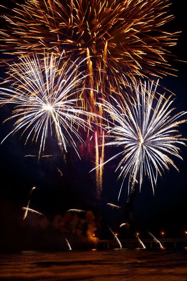 Beautiful Fireworks in the Night Sky. Stock Image - Image of fourth ...