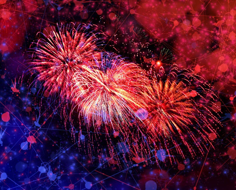 Beautiful Fireworks in a Night Sky Stock Photo - Image of black, design ...